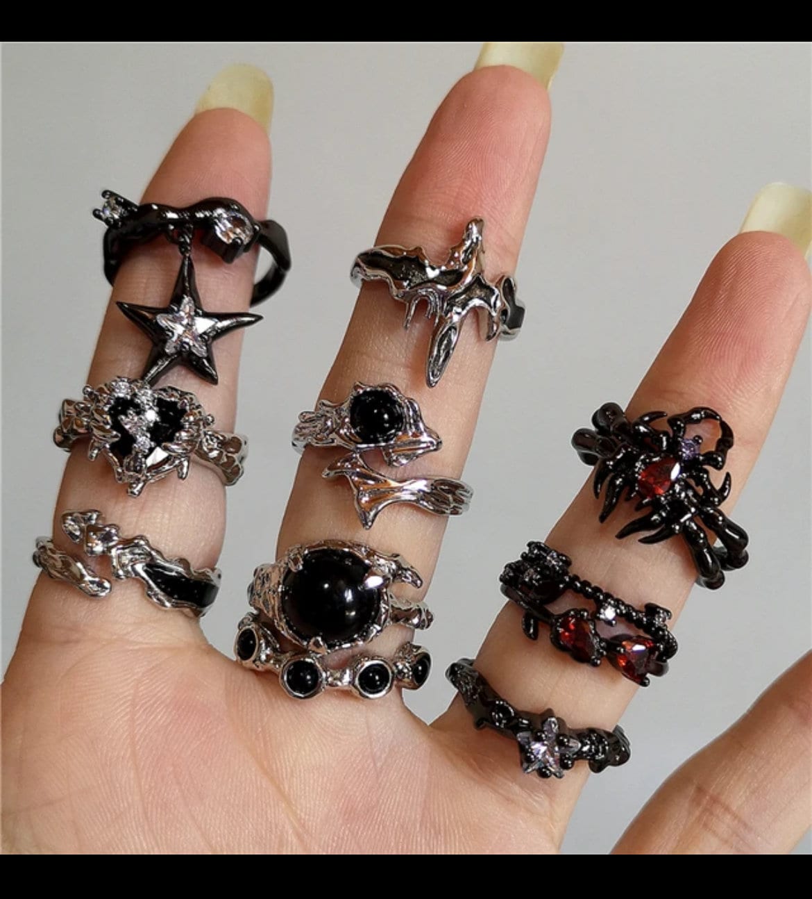 Edgy Vintage Goth Thorny Rose Couple Rings for Men Women Charm ...