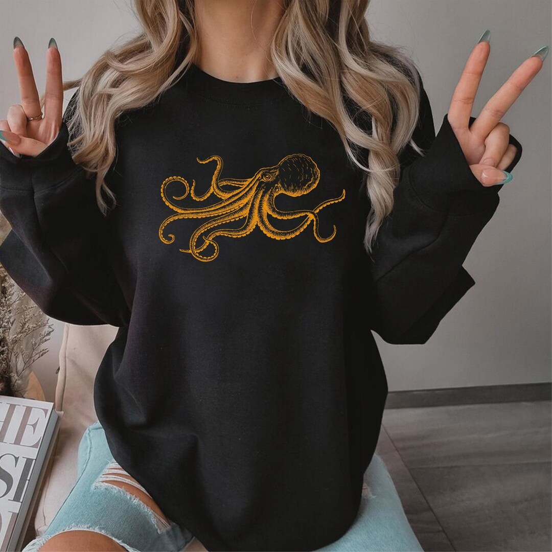 Octopus Graphic Sweatshirt, Ocean - Sea Animals Gift, Octopus Clothing ...