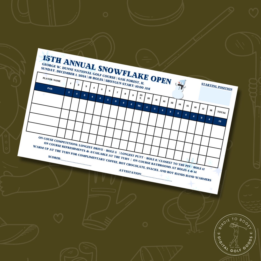 Winter Golf Outing Scorecard (18 Holes) - Etsy
