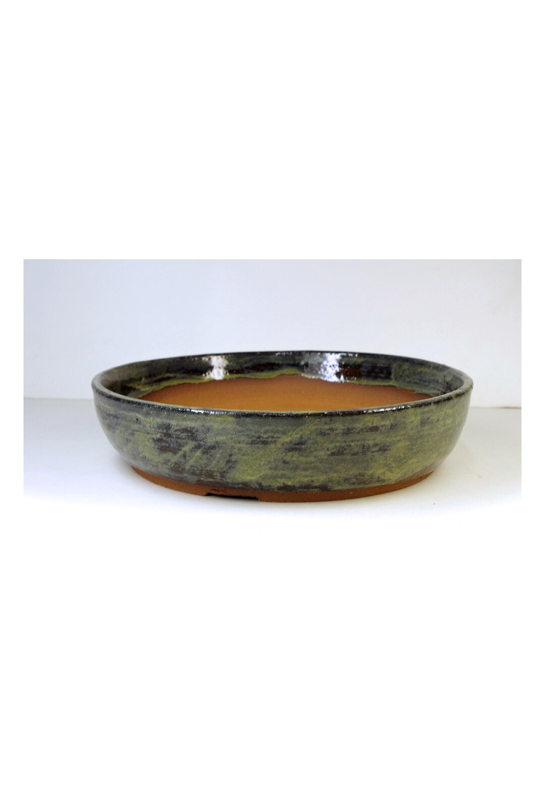 Bonsai Pot, Blues, Greens, Hand Thrown Stoneware, 8 1/4 X 1 7/8, White ...