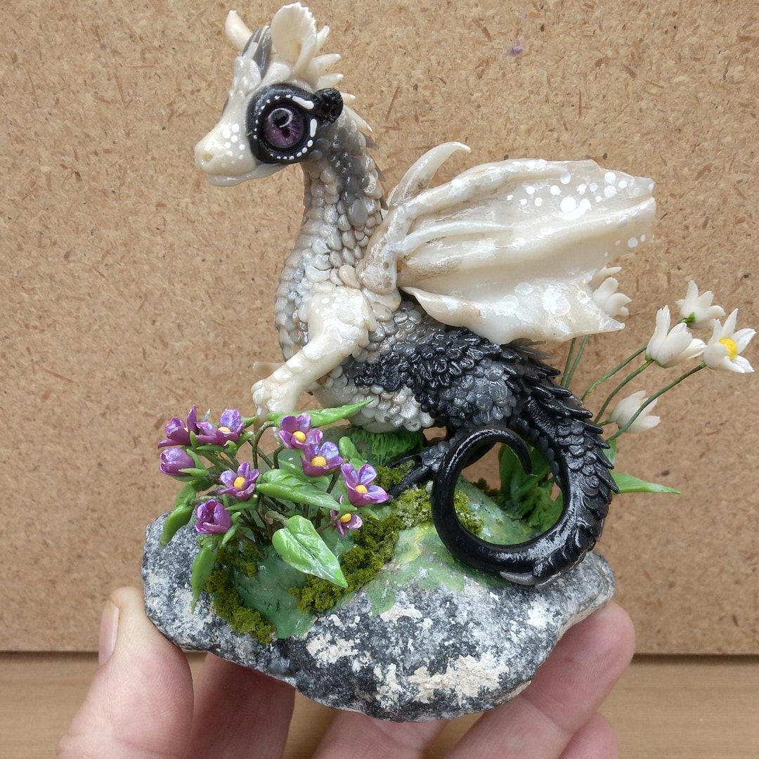 Batwing Pet Dragon OOAK Figurine Handmade Fantasy Animal Clay Miniature ...