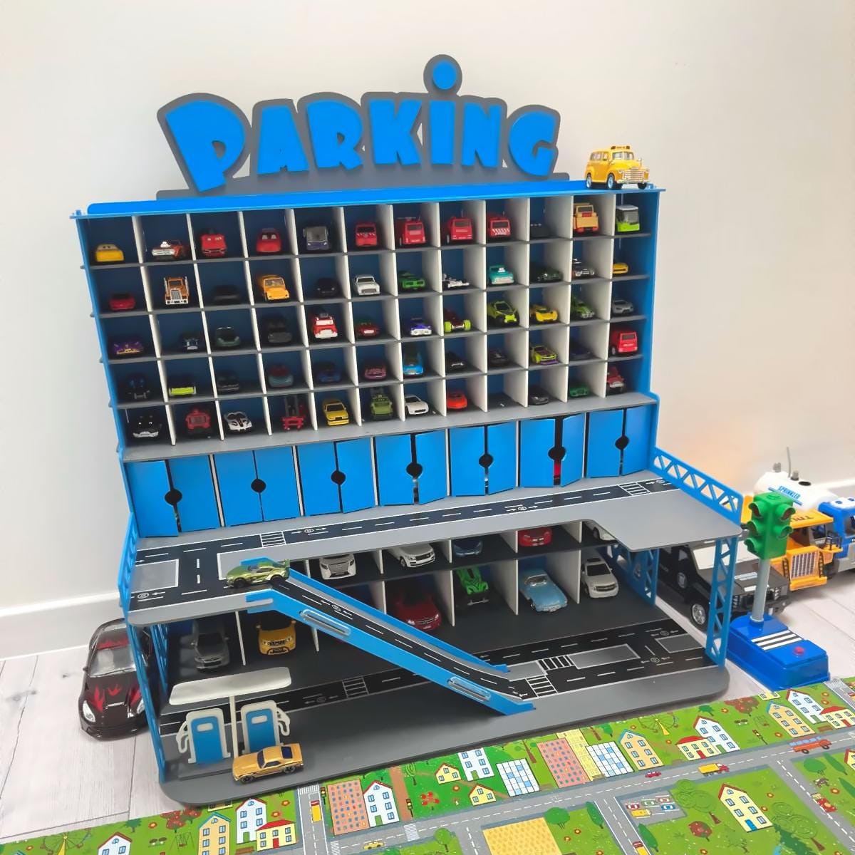 Toy Car Parking Garage With Doors, Personalized Toy for Baby Boy ...