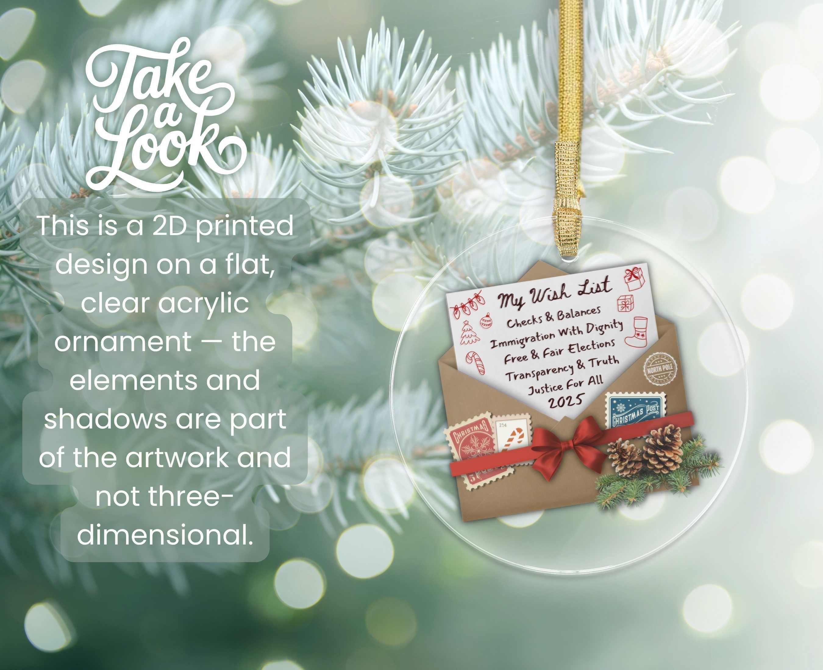 My Wish List Activist Christmas Ornament, Acrylic Positive Political ...