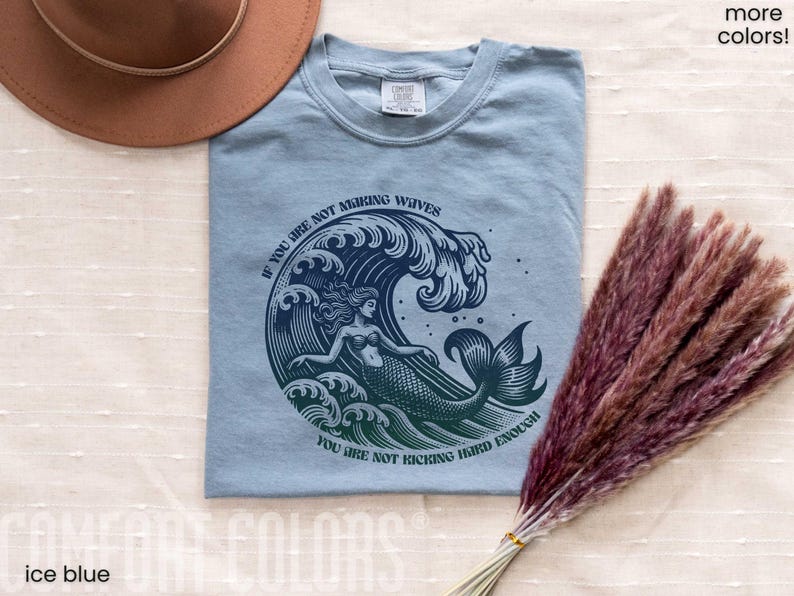 Subtle Feminism Political Tee, Unique Comfort Colors® Linocut Mermaid ...