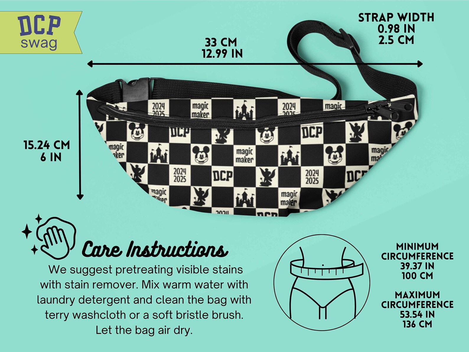 Personalized DCP Fanny Pack, Custom Checker Belt Bag, 90s Neon Style ...