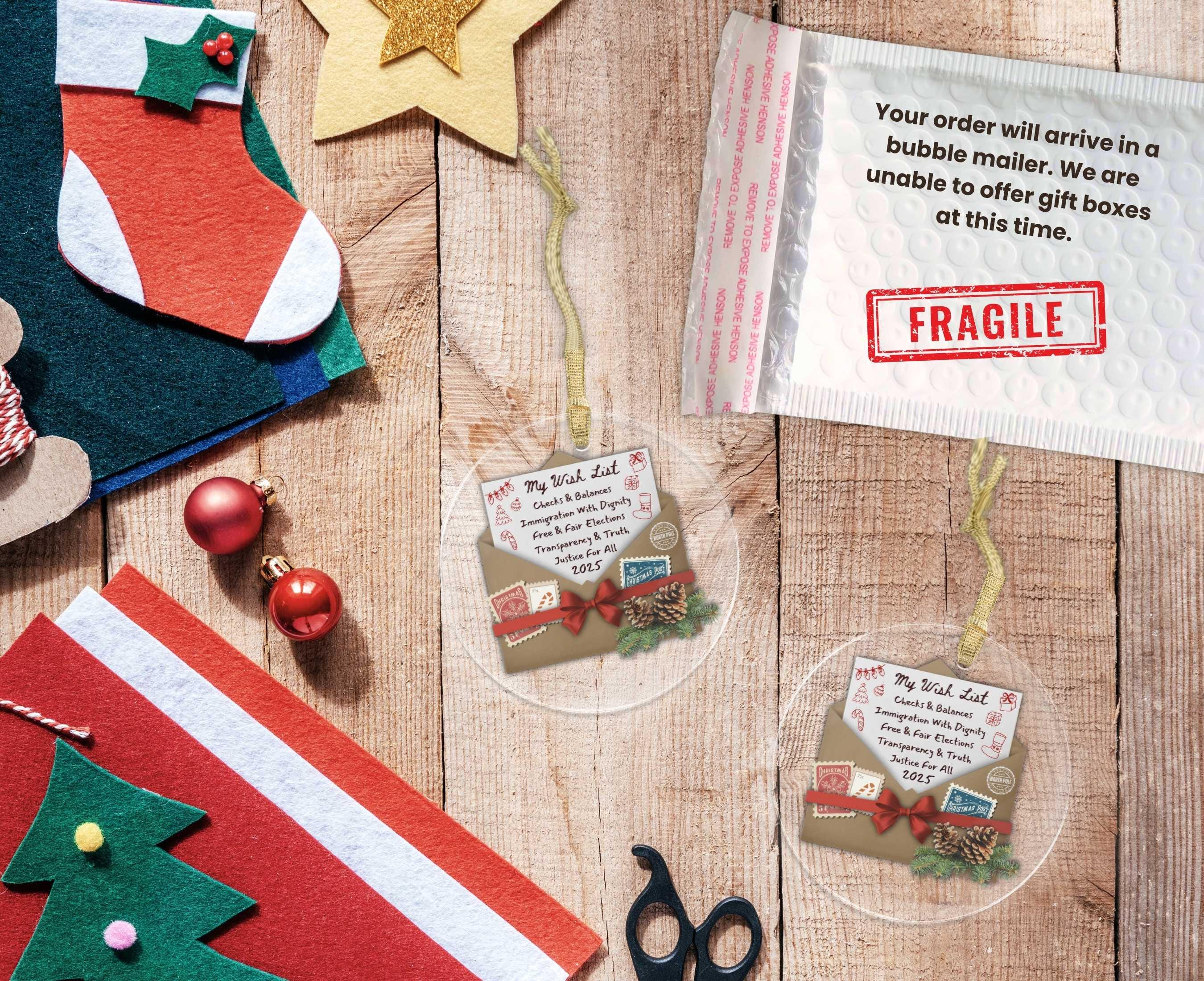 My Wish List Activist Christmas Ornament, Acrylic Positive Political ...