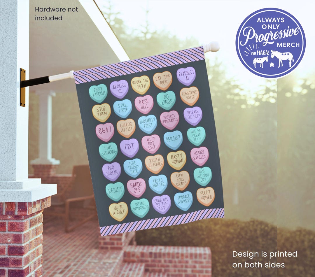 Anti MAGA Subtle Political Valentines Day Porch Flag, Resist Fascism ...