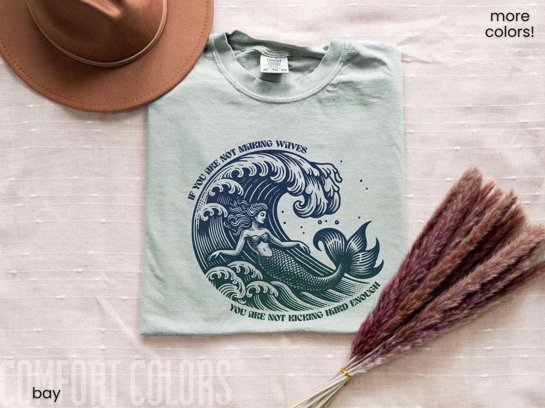 Subtle Feminism Political Tee, Unique Comfort Colors® Linocut Mermaid ...