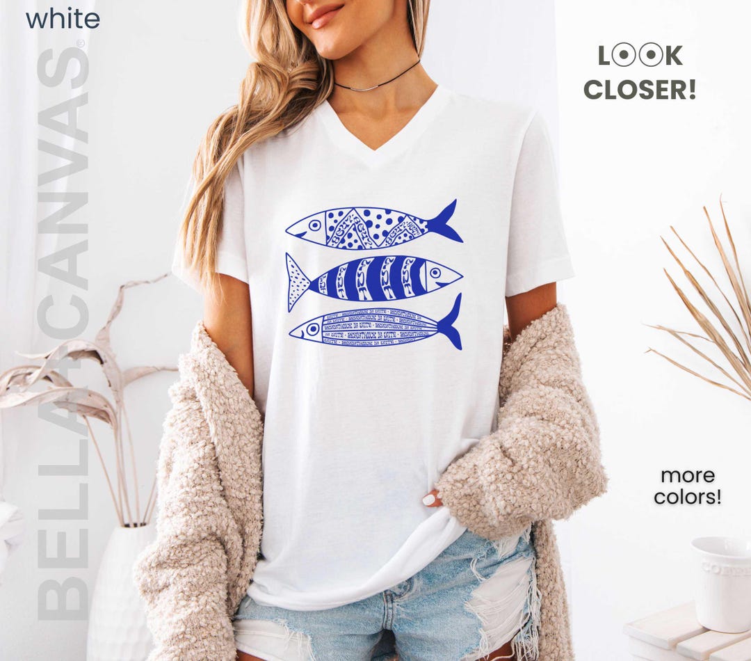 Subtle Anti Trump Sardine V-neck Tee, Hidden Message Resistance Becomes ...