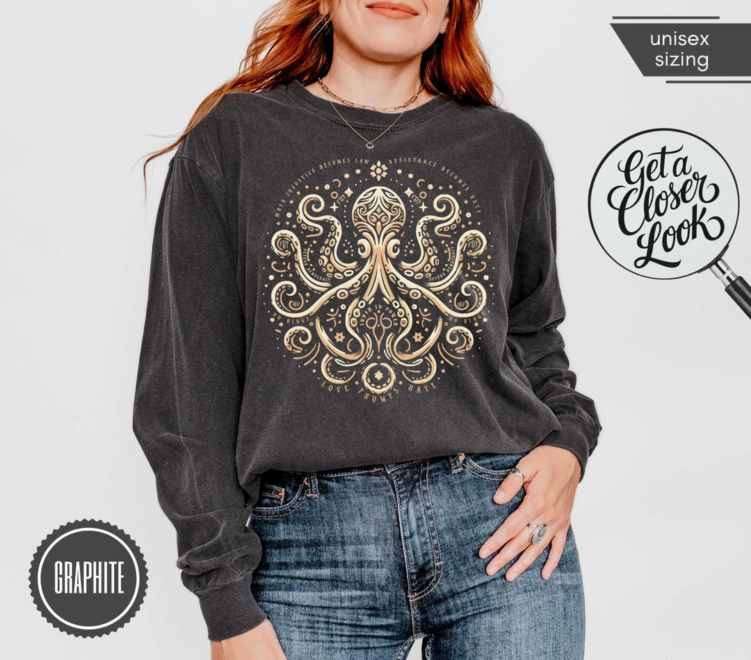 Subtle FDT Octopus Anti Fascist Tee, Comfort Colors Quiet Activism ...