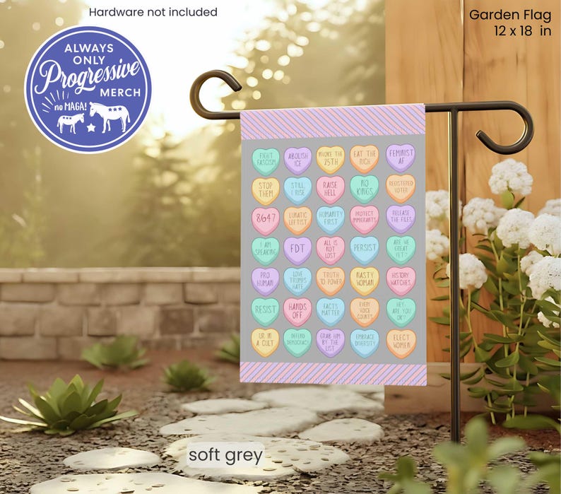 Anti MAGA Subtle Political Valentines Day Porch Flag, Resist Fascism ...