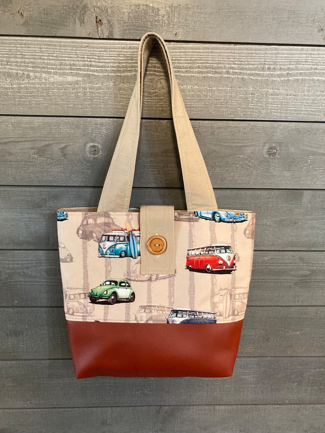 Vw Bus Bag and Beetle Bugs Bag, Volkswagen Camper Van Bag, Vinyl Bus ...