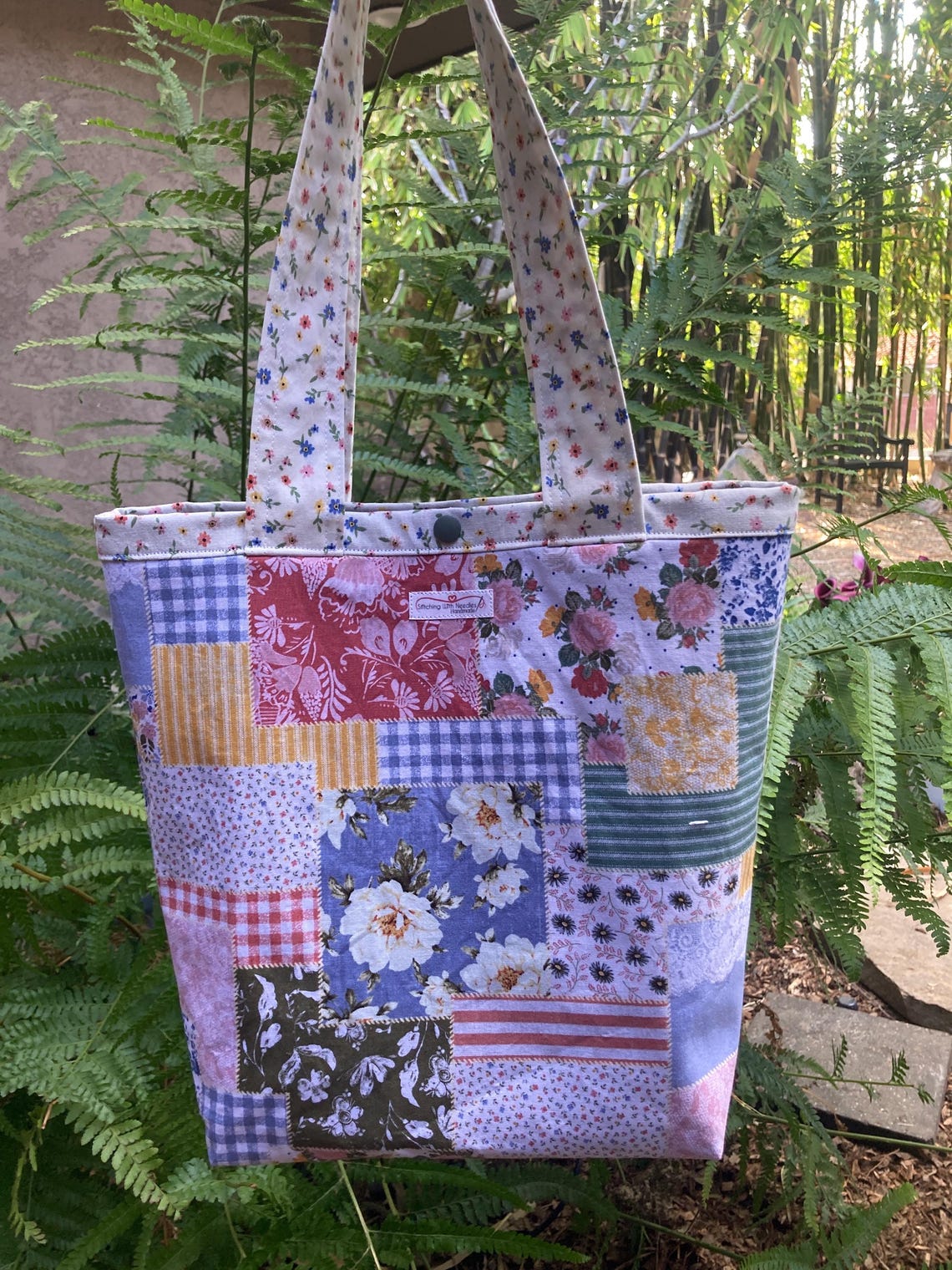 Cottage Core Patchwork Tote Bag, Shoulder Bag Totes, Floral Patchwork ...