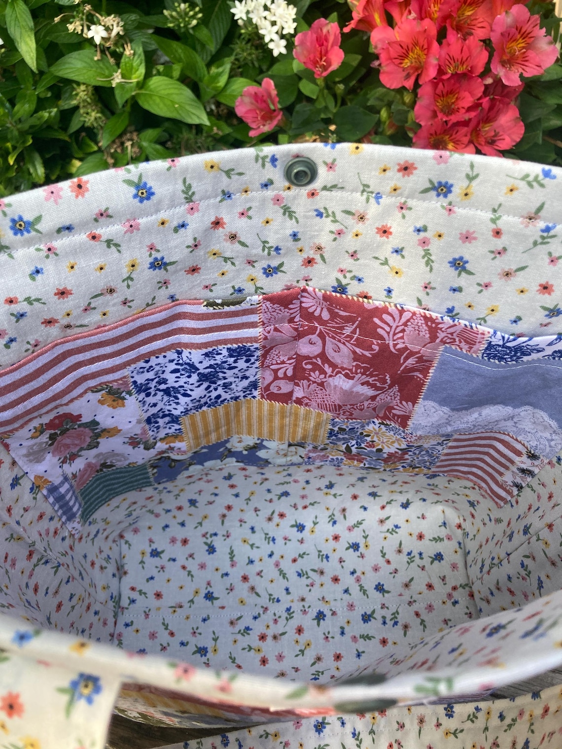 Cottage Core Patchwork Tote Bag, Shoulder Bag Totes, Floral Patchwork ...