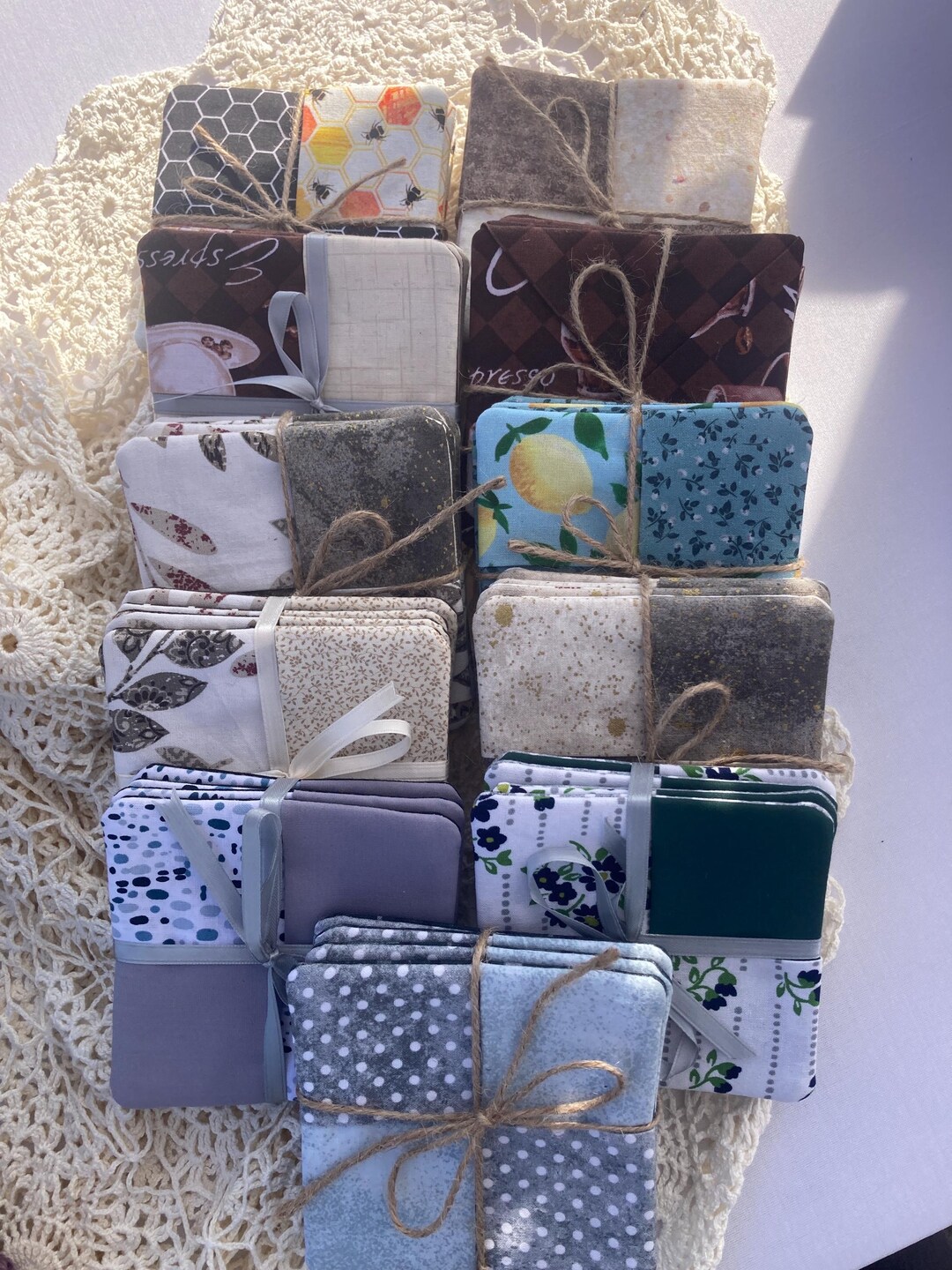 4 Cute Aesthetic Table Coaster Set Counter Coasters Neutral Color Table ...