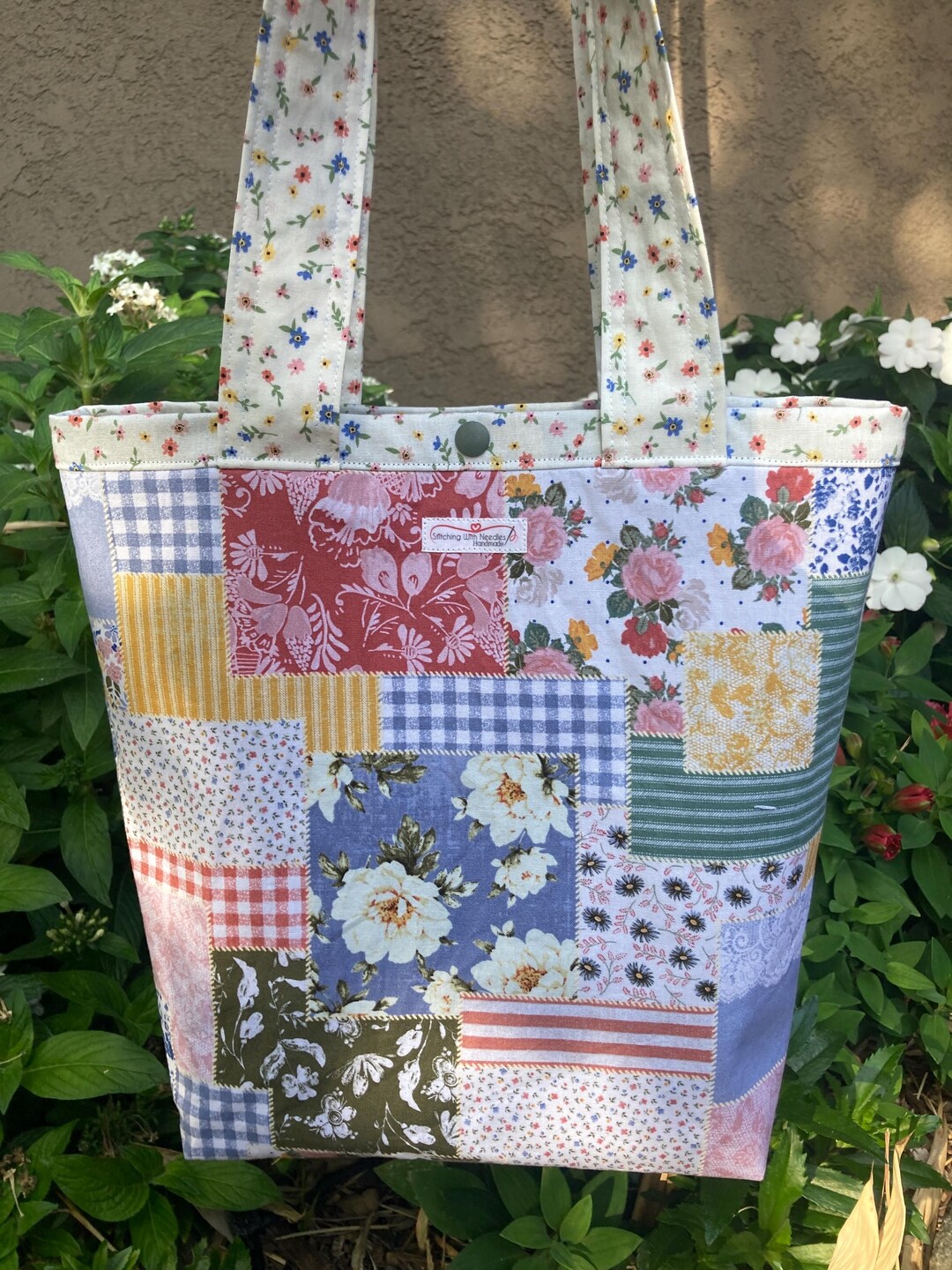 Cottage Core Patchwork Tote Bag, Shoulder Bag Totes, Floral Patchwork ...
