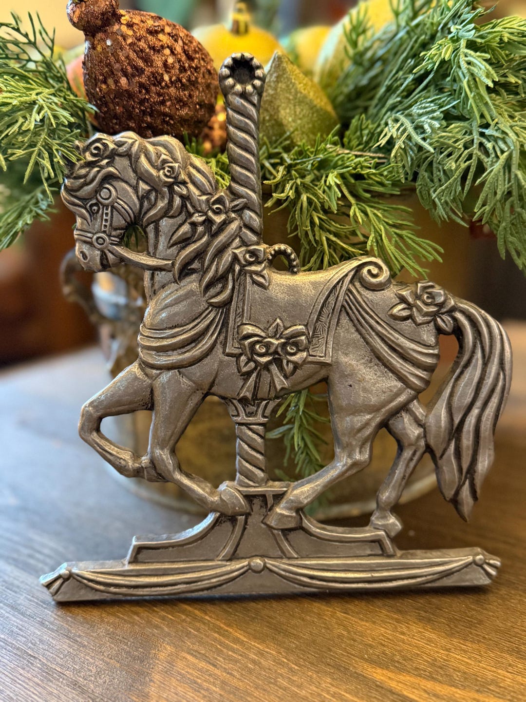 Vintage Pewter Carousel Horse Wall Decor - Etsy