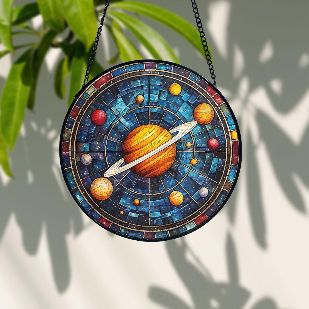 Solar System Glass Suncatcher, Solar System Window Hanging, Planets ...