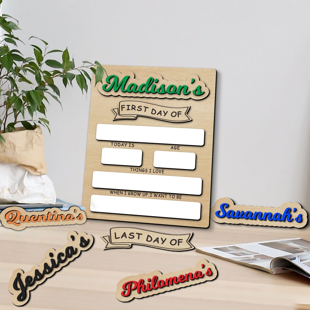 Back to School Sign, Custom First Day of School Sign, Personalized ...