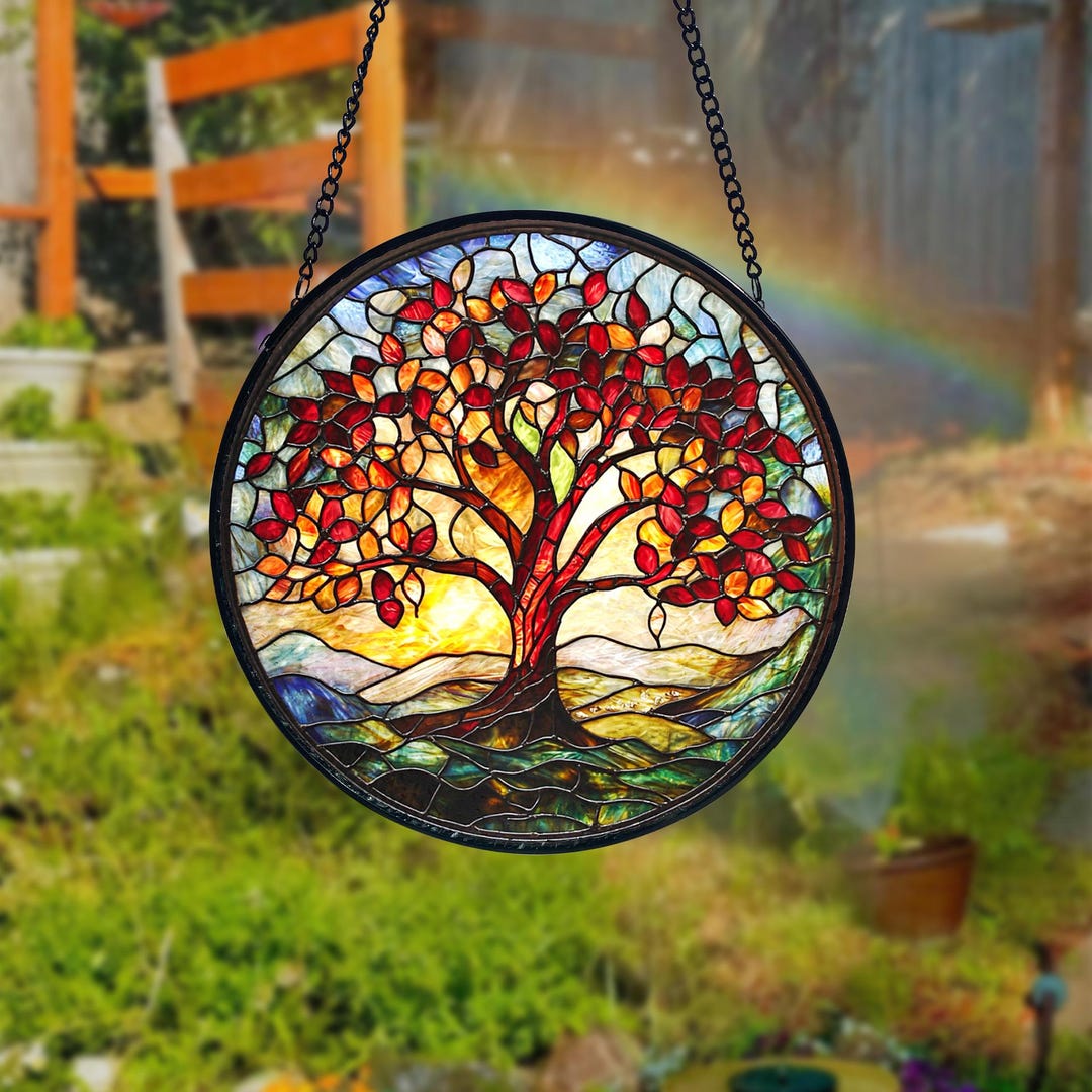 Tree of Life Stained Glass Suncatcher, Tree of Life Light Catcher, Tree ...