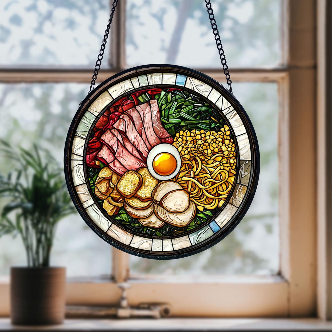 Ramen Stained Glass Japanese Food Sun Catcher, Window Hanging Decor ...