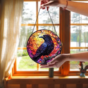 Raven Faux Stained Glass Suncatcher: Gothic Window Hanging - Etsy