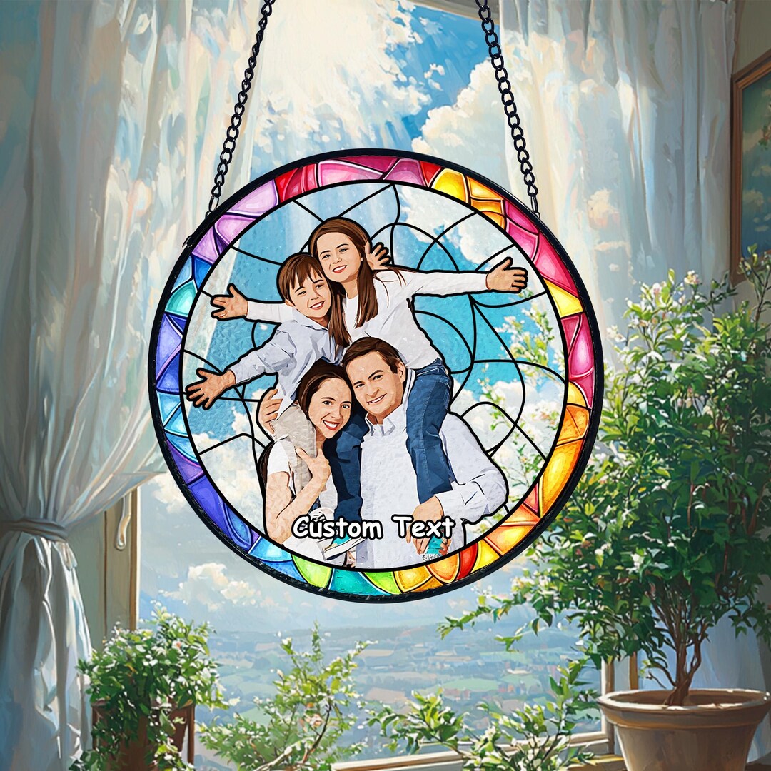 Custom Stained Glass Suncatcher Family Portrait From Photo, Transform ...
