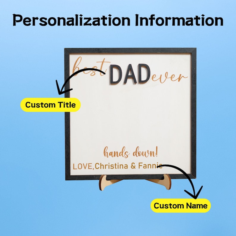 Personalized Dad Handprint Wooden Sign | Custom Engraved Father's Day ...