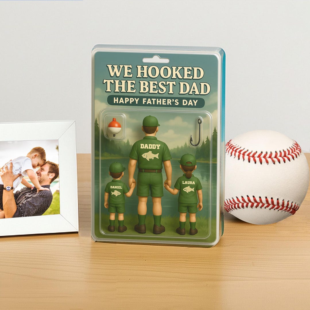 Personalized Fishing Dad Action Figure Acrylic Block, Father's Day Gift ...