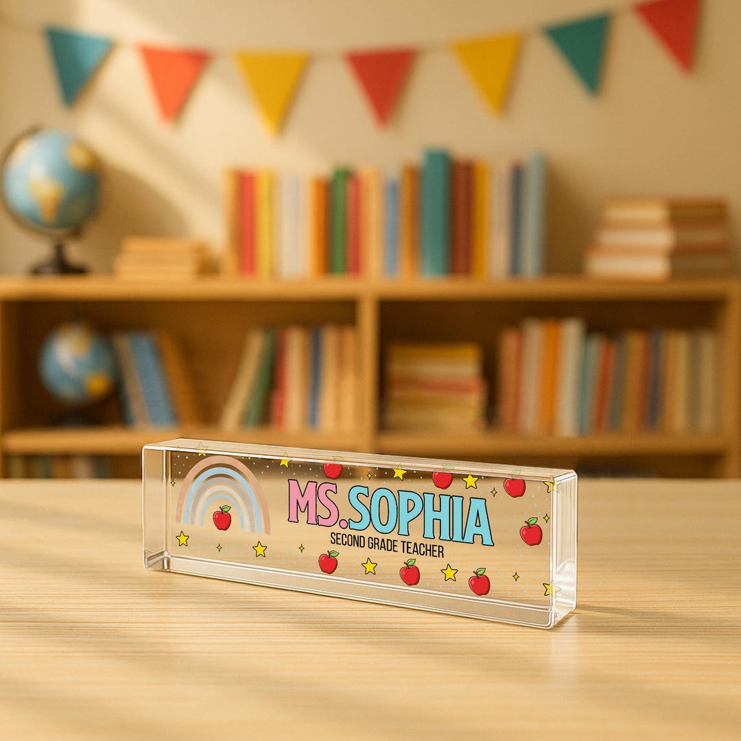 Personalized Teacher Desk Name Plate for Desk, First Grade Teacher Desk ...