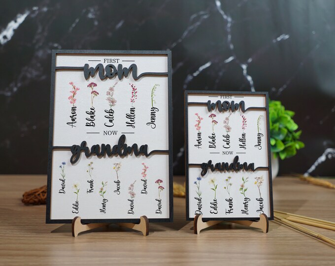 Personalized First Mom Now Great Grandma Heart Acrylic Plaque, Custom ...