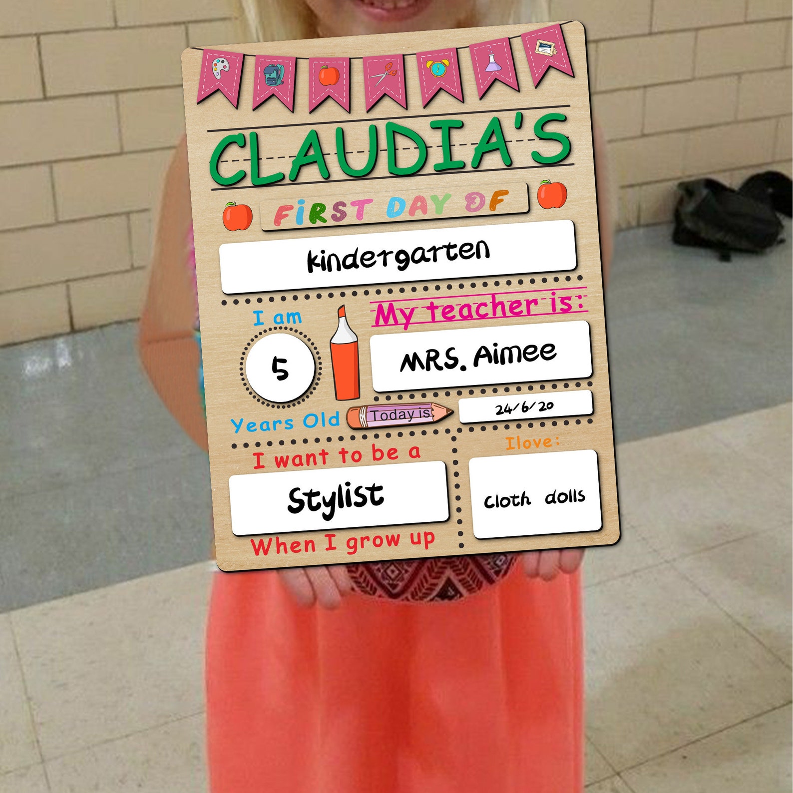 Custom Back to School Sign, First Day of School Sign, School Photo Prop ...