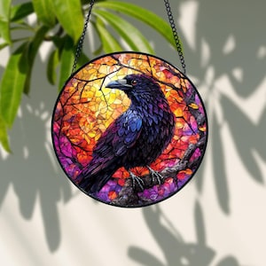 Raven Faux Stained Glass Suncatcher: Gothic Window Hanging - Etsy