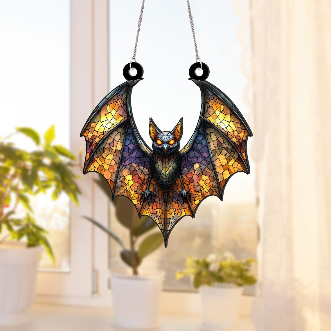 Bat Acrylic Window Hanging: Spooky Halloween Decor - Etsy
