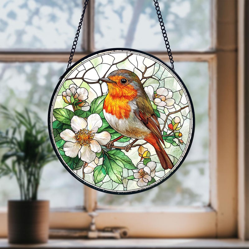 Glass Stained Robin - Etsy UK