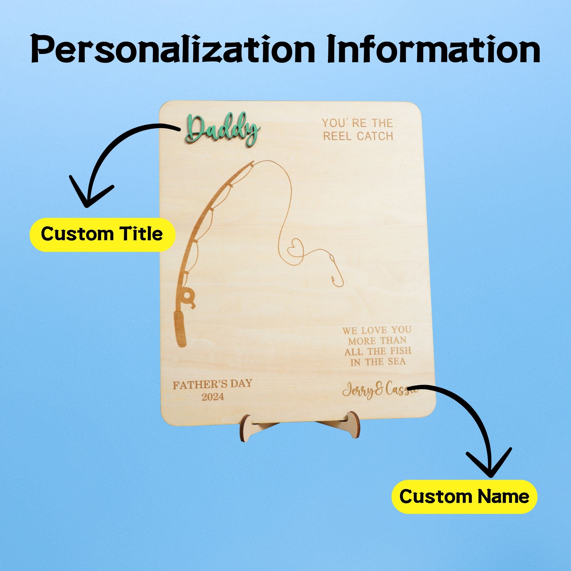 Fishing Handprint Sign, DIY Handprint Sign, Personalized Gift From Kids ...