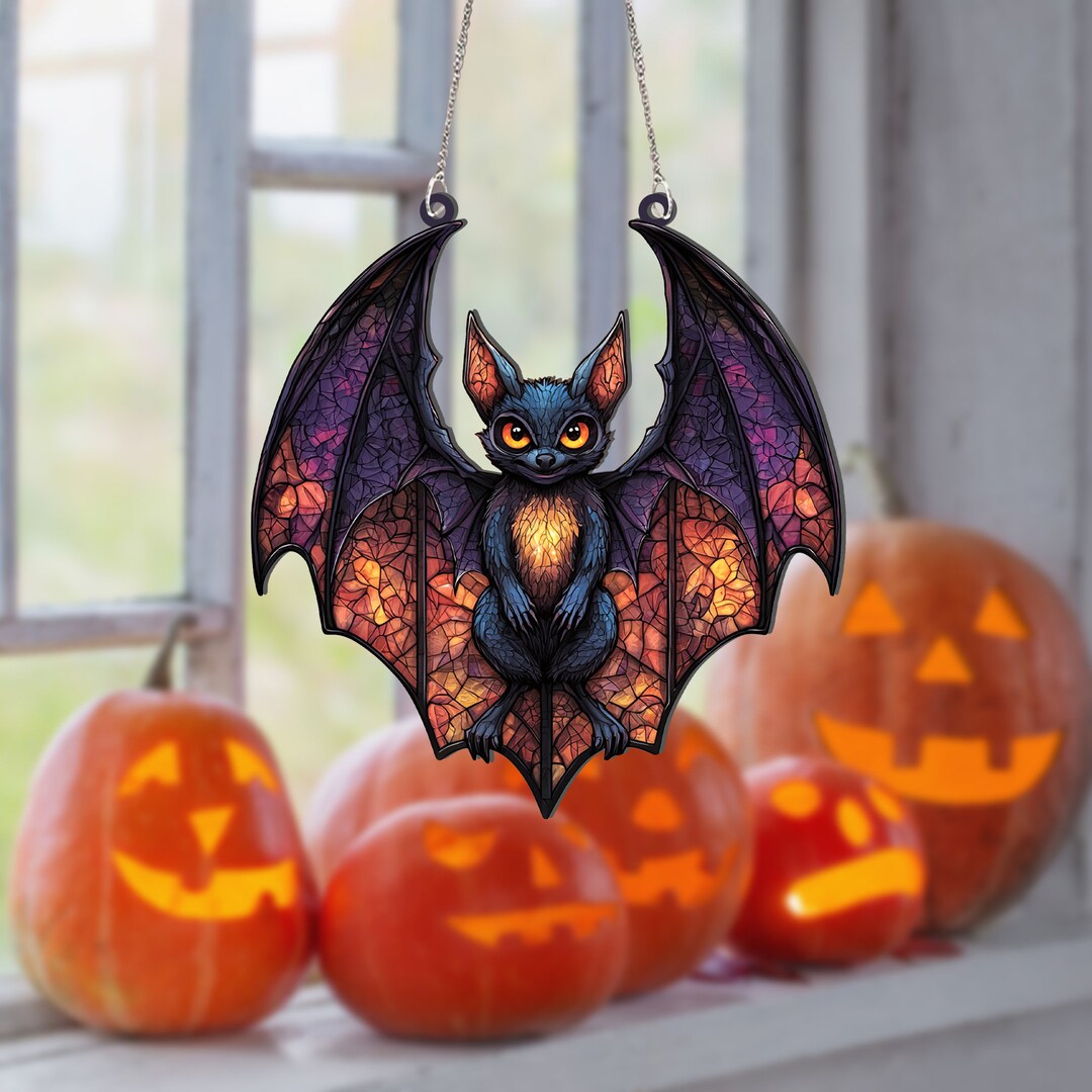 Halloween Decor, Bat Acrylic Window Hangings, Bat Lovers Gift, Spooky ...