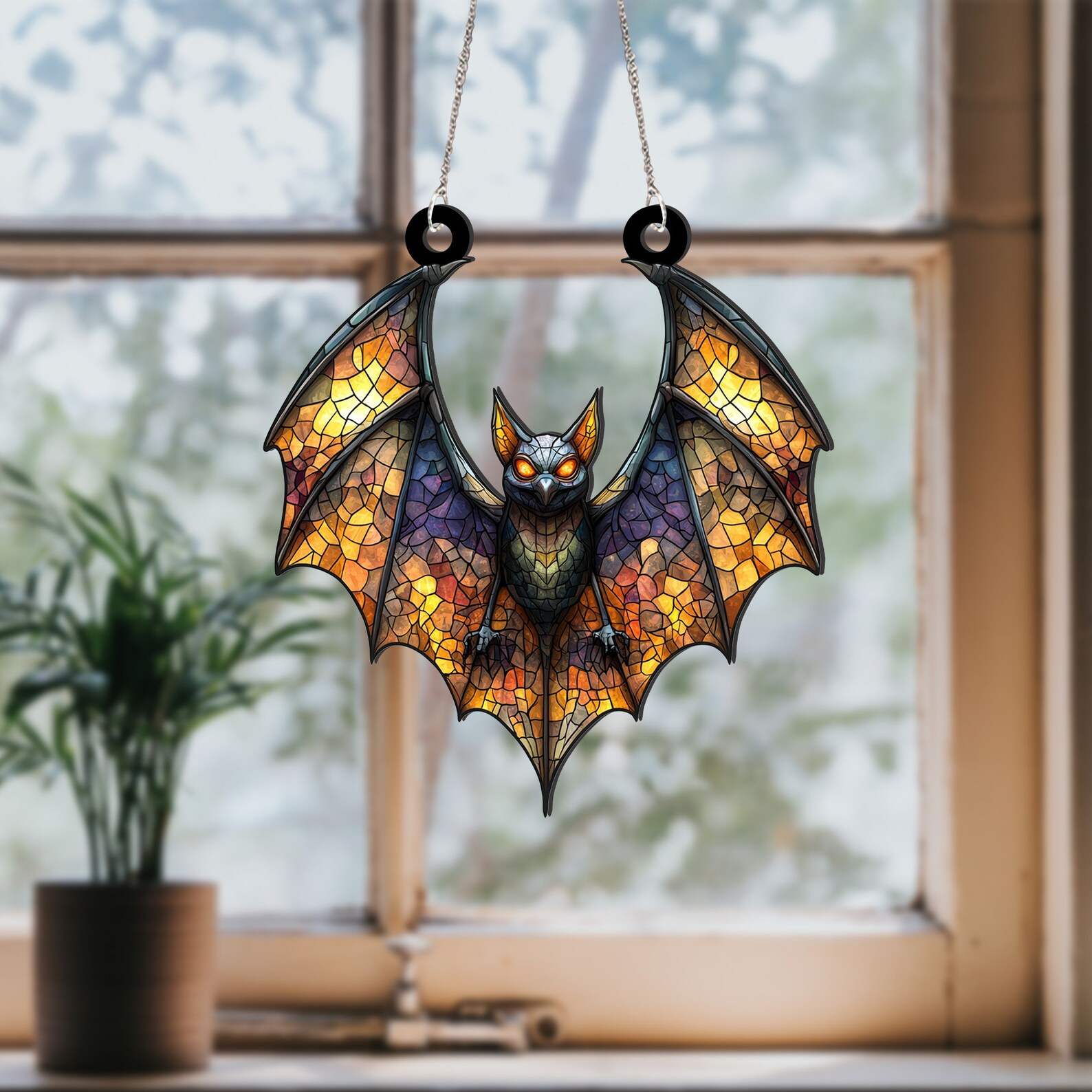 Bat Acrylic Window Hanging: Spooky Halloween Decor - Etsy