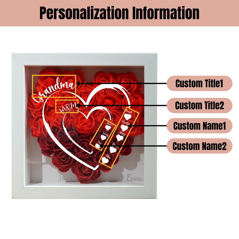 Personalized Flower Shadow Box, Custom Heart Rose Frame - Etsy