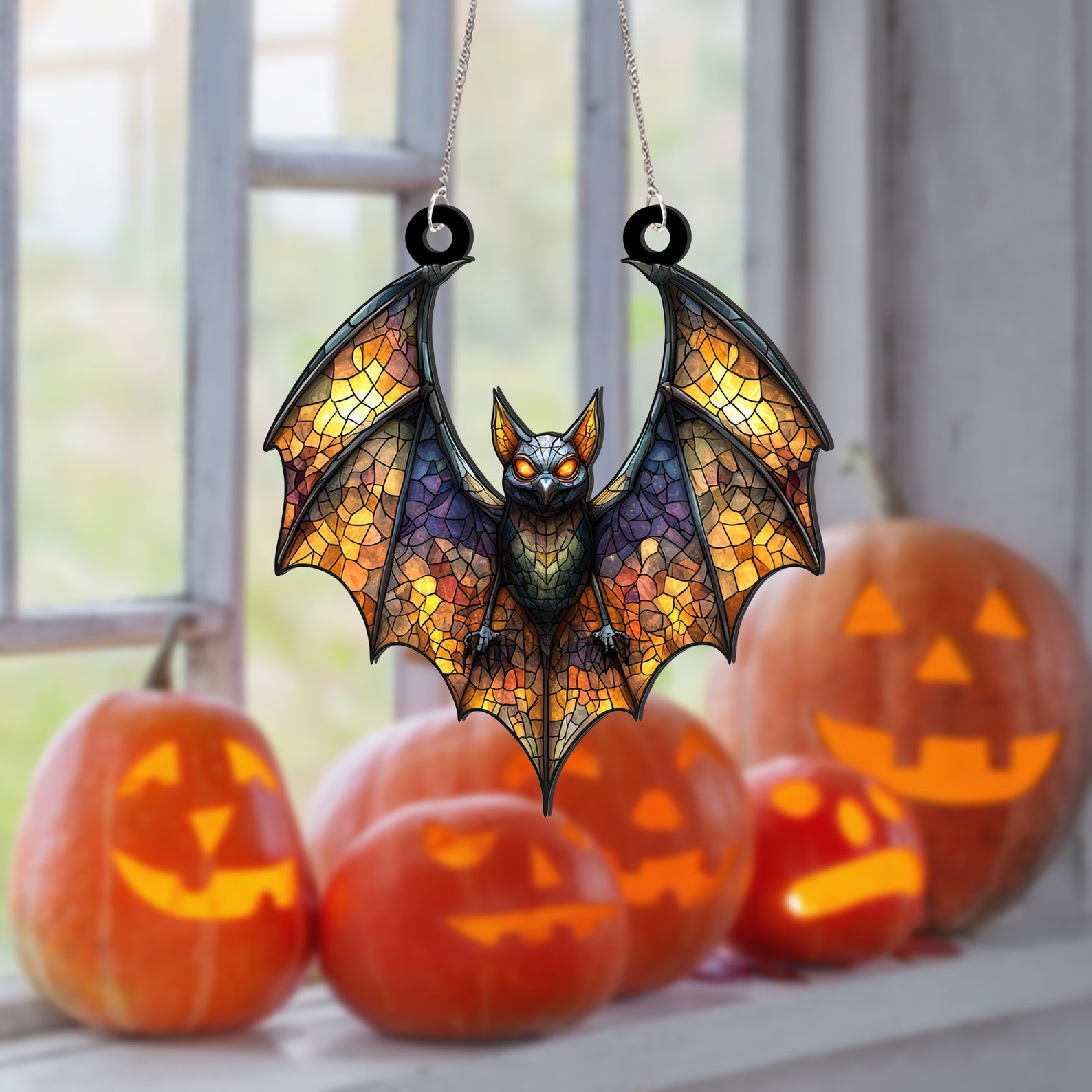 Bat Acrylic Window Hanging: Spooky Halloween Decor - Etsy