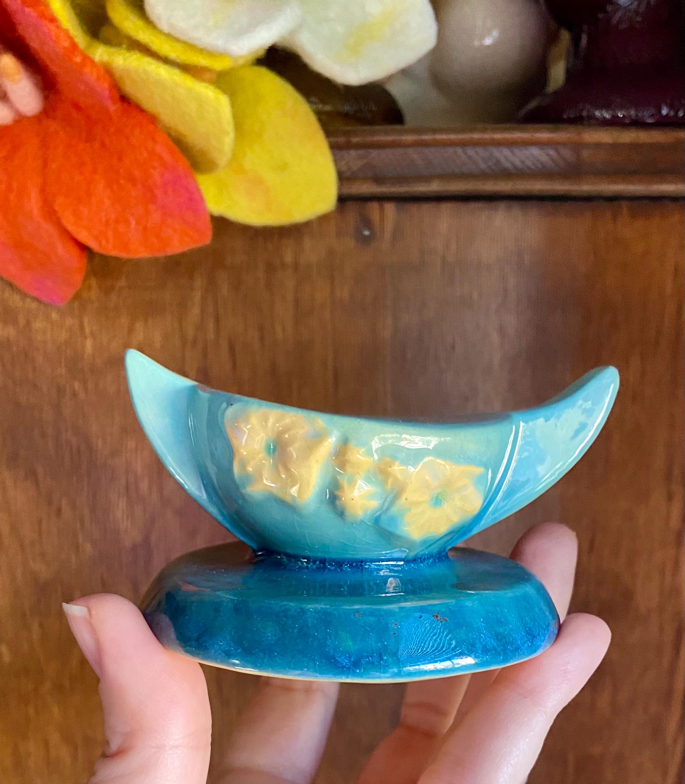One Roseville Pottery, Mid Century, Candlestick Holder, 251 Blue ...