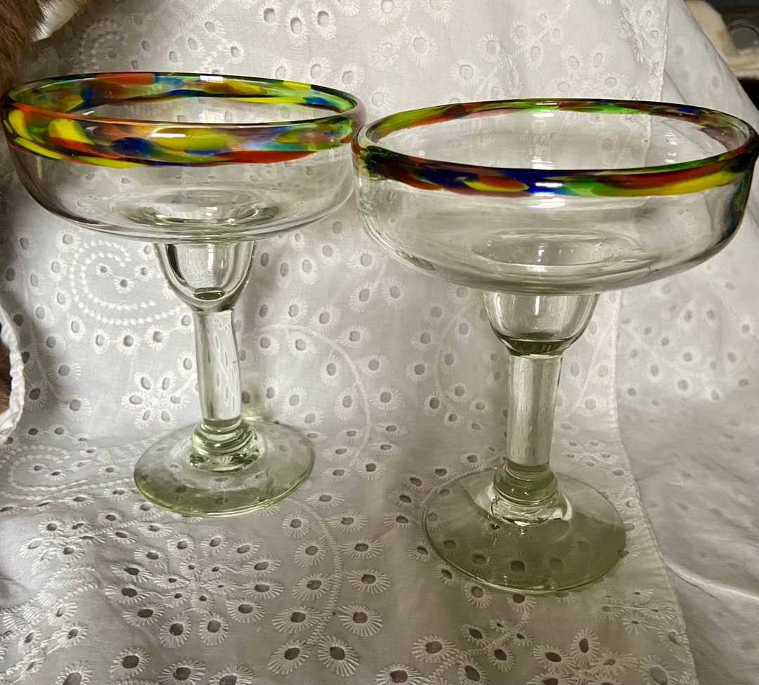 Pair of Hand-blown Margarita Glasses - Etsy