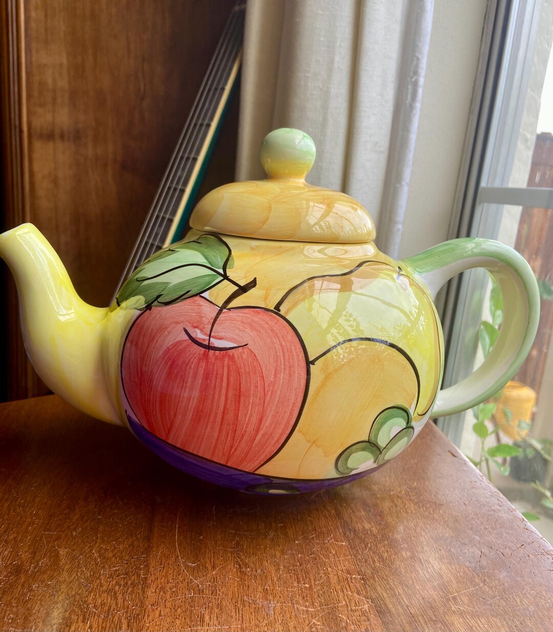 Vintage Bella Ceramica Teapot With Fruit Pattern - Etsy
