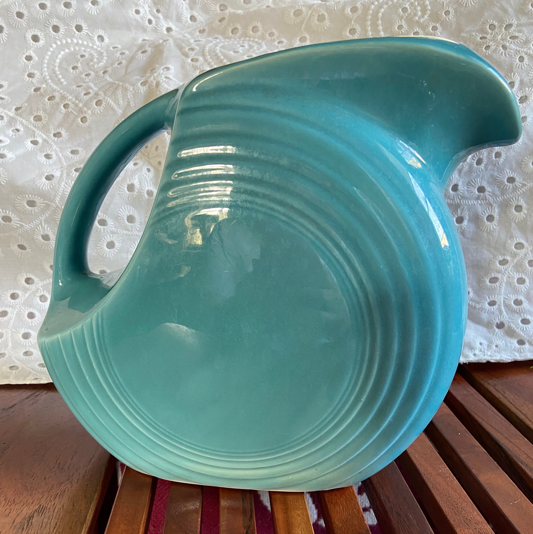 Vintage Fiestaware Turquoise Disc Pitcher - Etsy