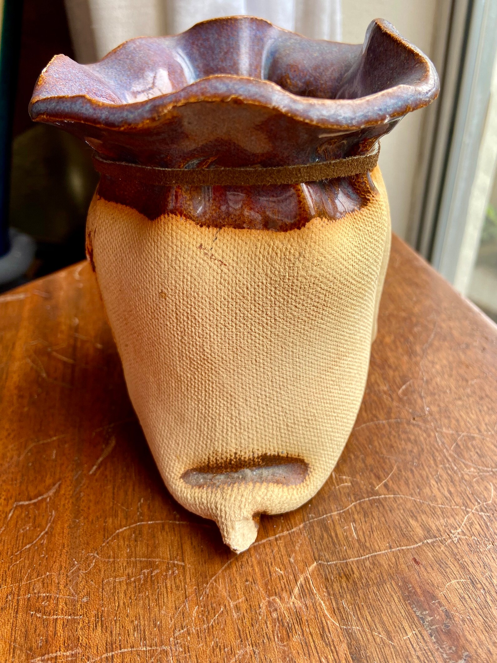 Unique Handmade Pottery Ceramic Vase Natural Fern Textured Bag - Etsy