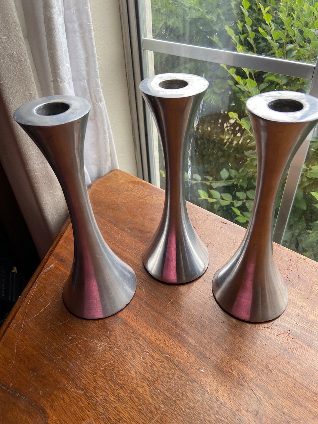 Three Candlestick Holders in the Nambe Style - Etsy