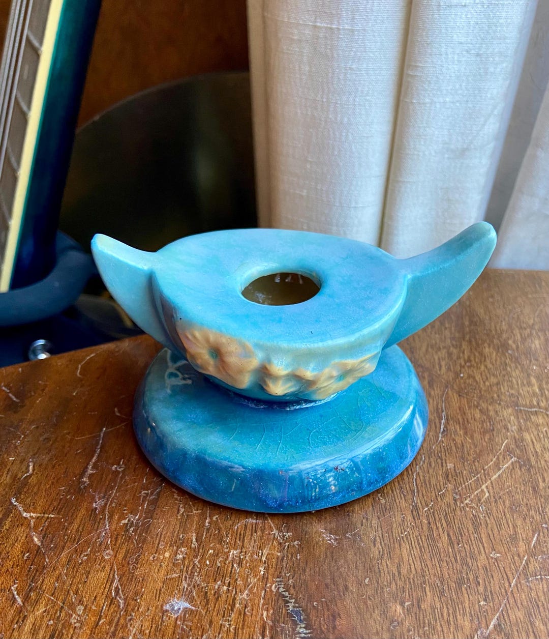 One Roseville Pottery, Mid Century, Candlestick Holder, 251 Blue ...