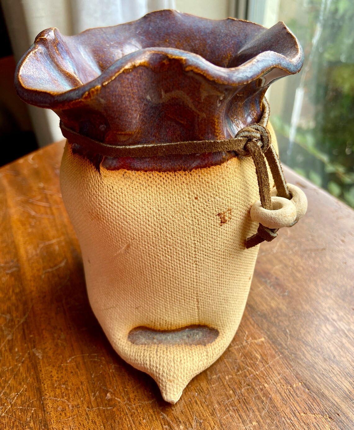 Unique Handmade Pottery Ceramic Vase Natural Fern Textured Bag - Etsy