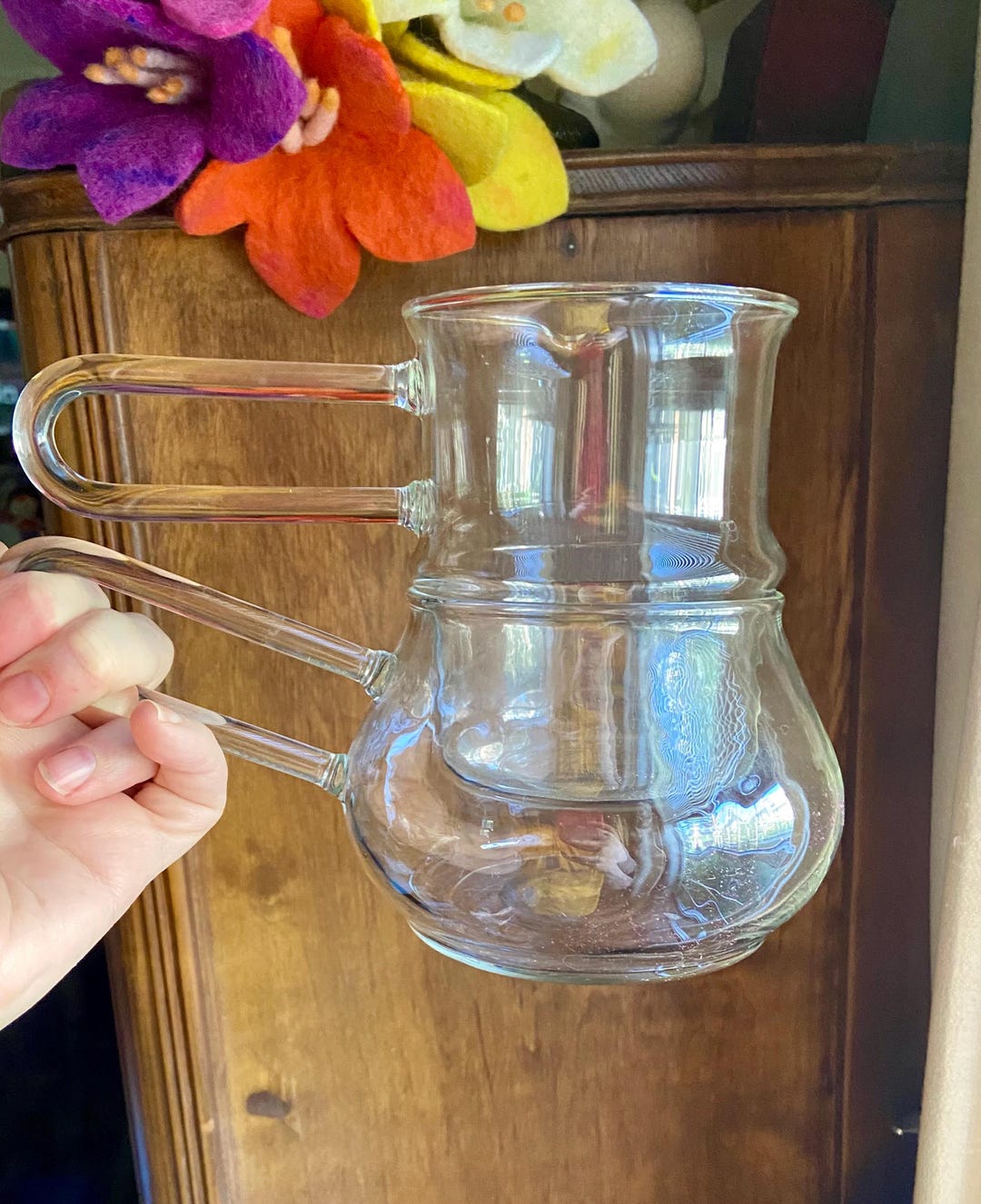 Vintage Catamount Glass Co. Double Boiler Borosilicate Glass With Long ...