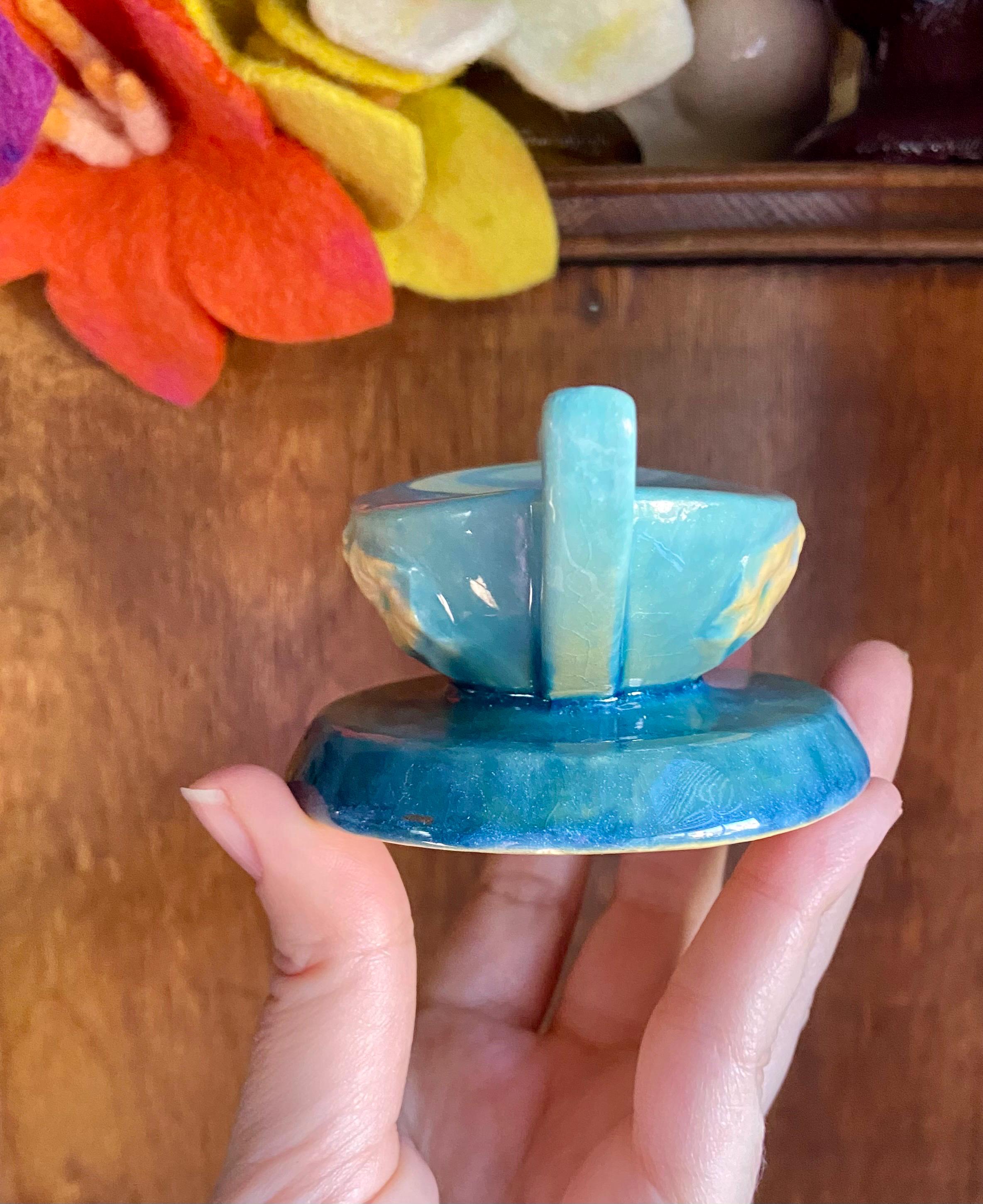 One Roseville Pottery, Mid Century, Candlestick Holder, 251 Blue ...